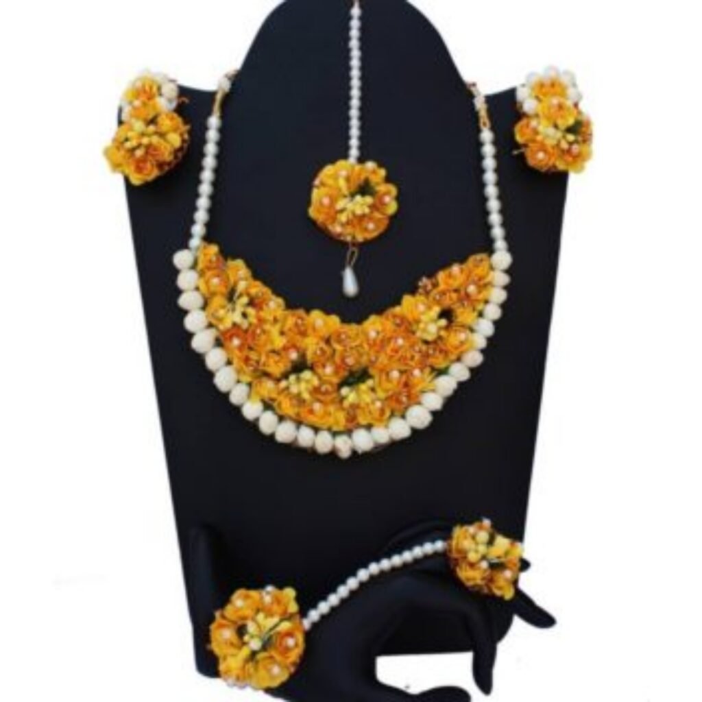Yellow Flower Necklace Set for Haldi Ceremony - Flower N Petals